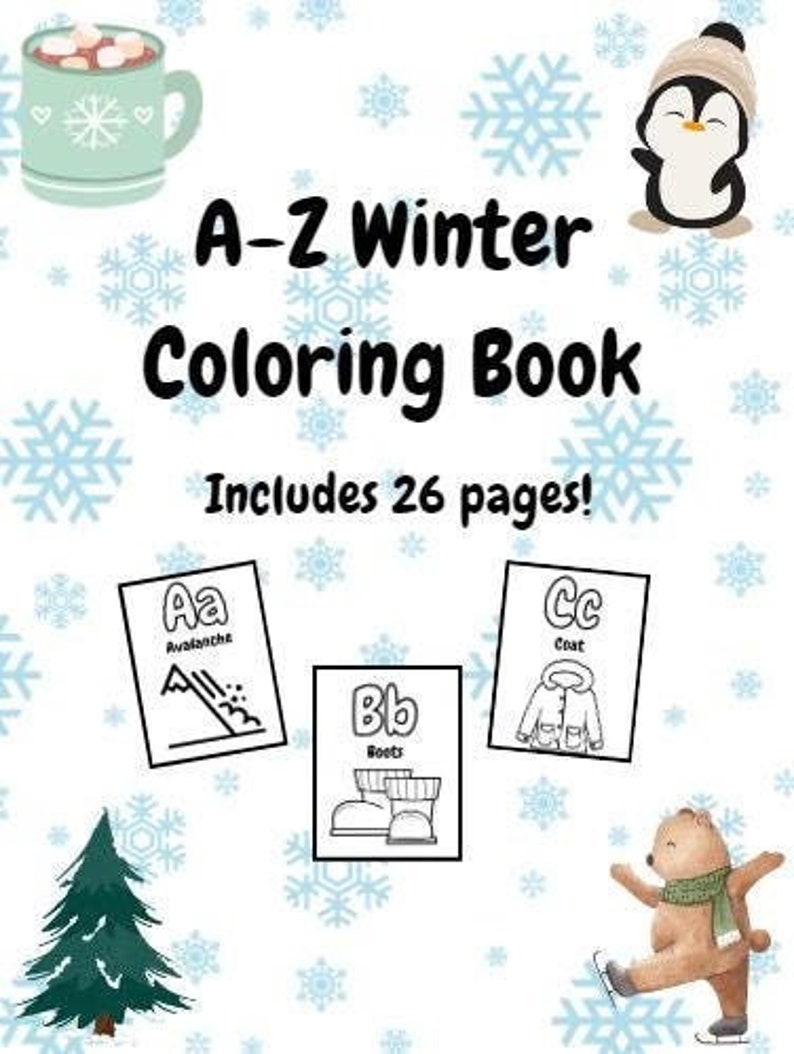 A-Z Alphabet Winter Coloring Book - Etsy