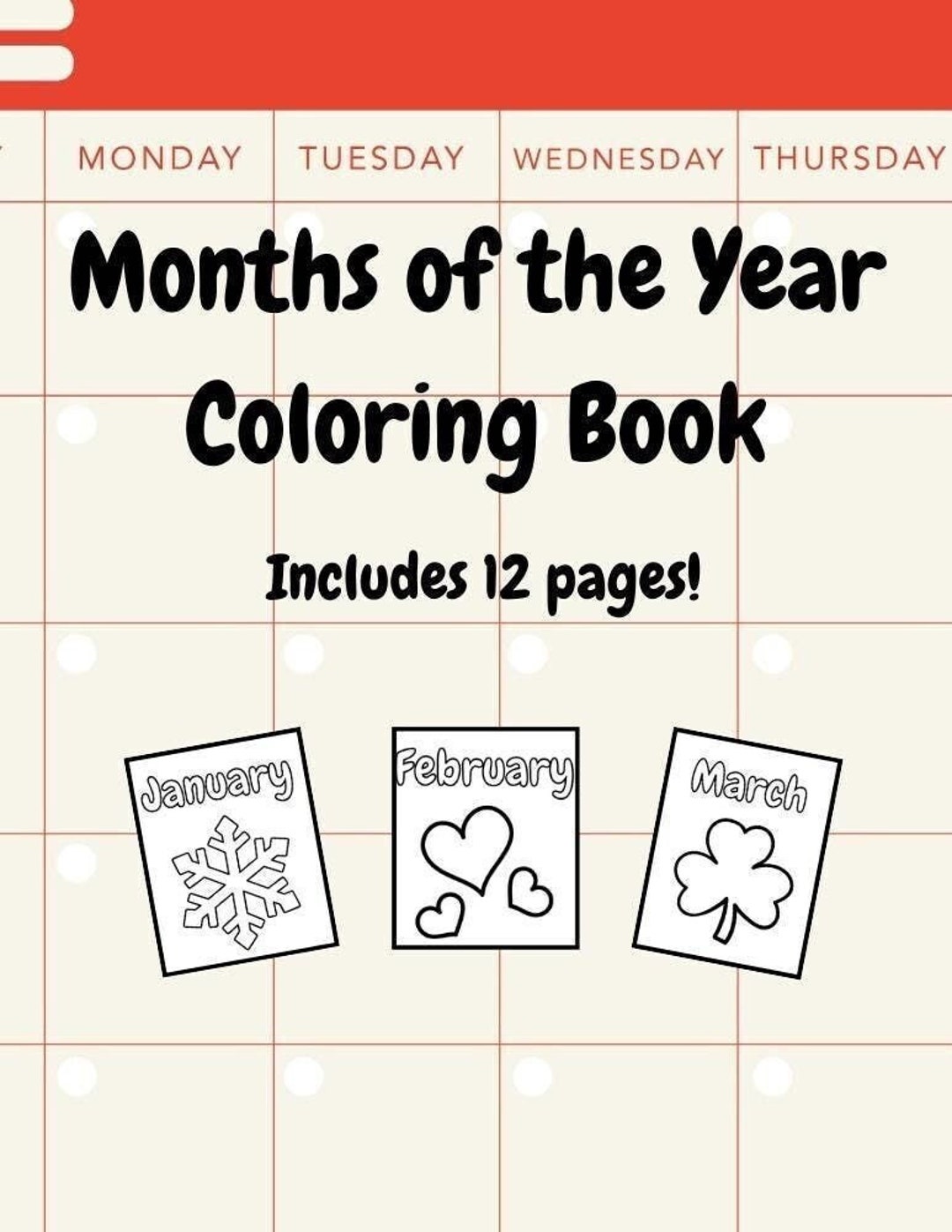 Months of the Year Coloring Book Calendar Coloring Book - Etsy