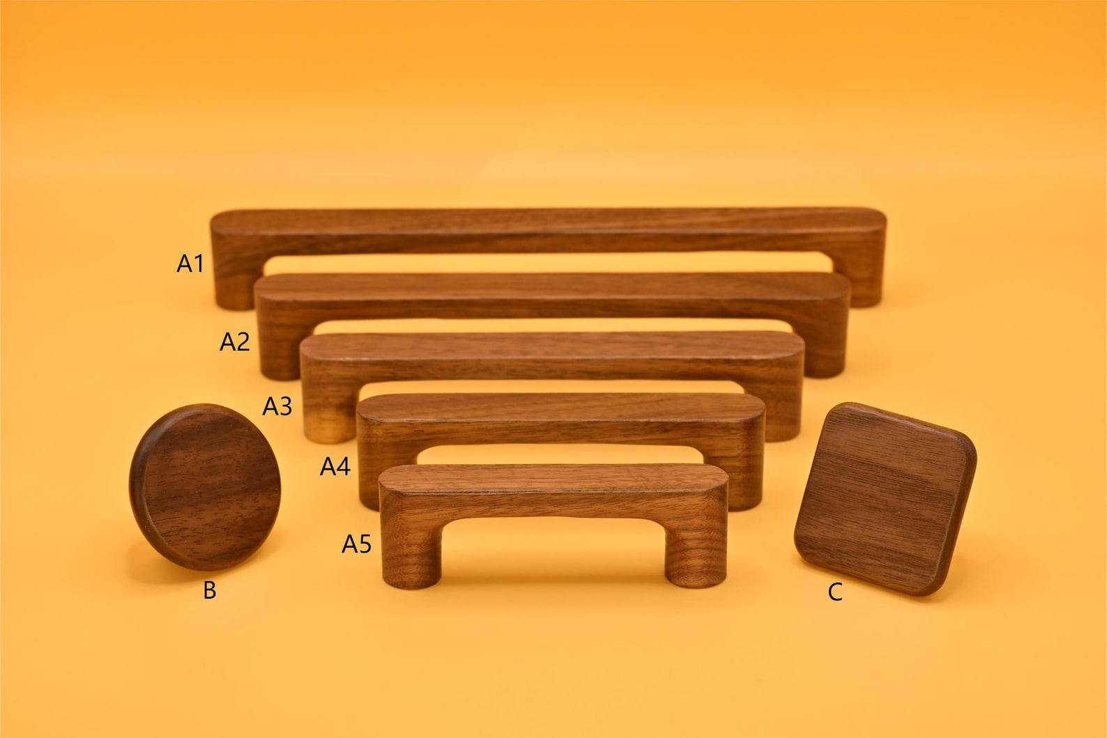 Solid Wood Drawer Pulls, Wood Cabinet Knobs Handle Pull, Walnut Drawer Knobs Pulls, Minimalism ...