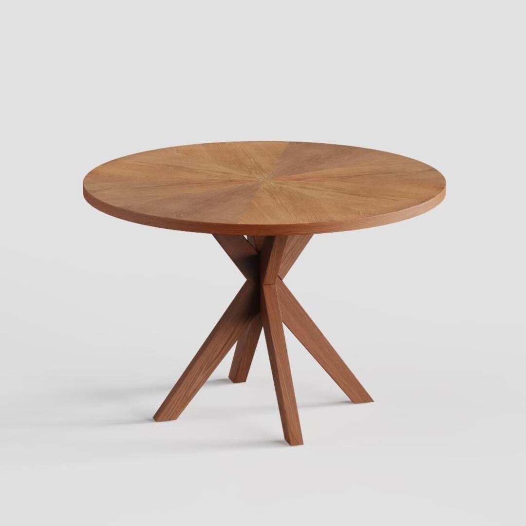 Solid Wood Round Dining Table - Cross Leg Design, 4 to 6 Seat Dining ...