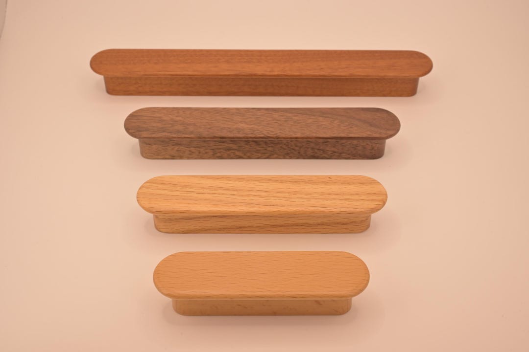 Solid Wood Drawer Pulls, Wood Cabinet Knobs Handle Pull, Minimalism Wood Cabinet Pulls Handles ...