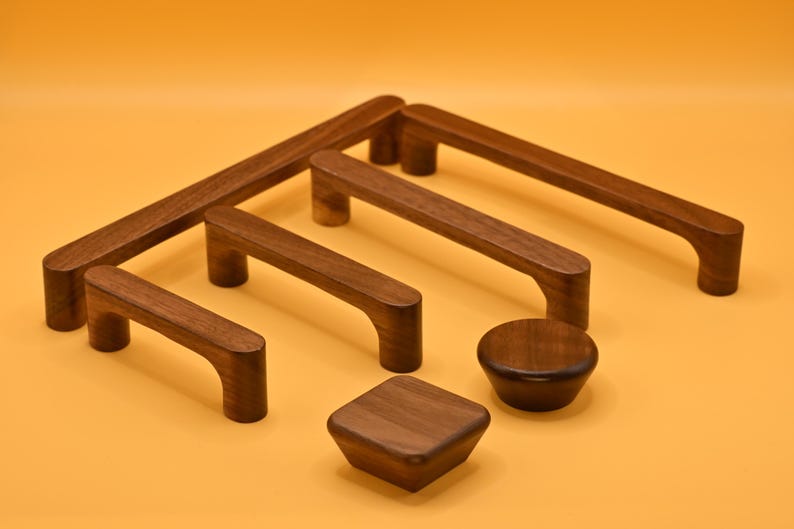 Solid Wood Drawer Pulls, Wood Cabinet Knobs Handle Pull, Walnut Drawer Knobs Pulls, Minimalism ...