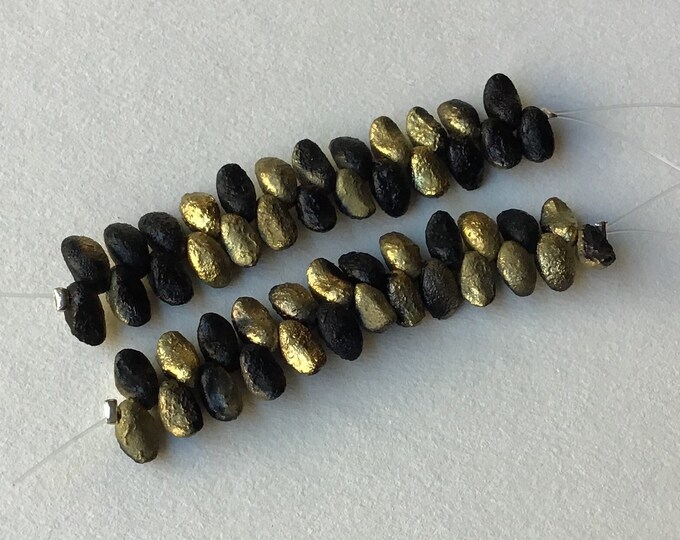Czech Glass 4mm X 6mm Curved Tooth Beads Black Gold Etched 50 Pieces - Etsy