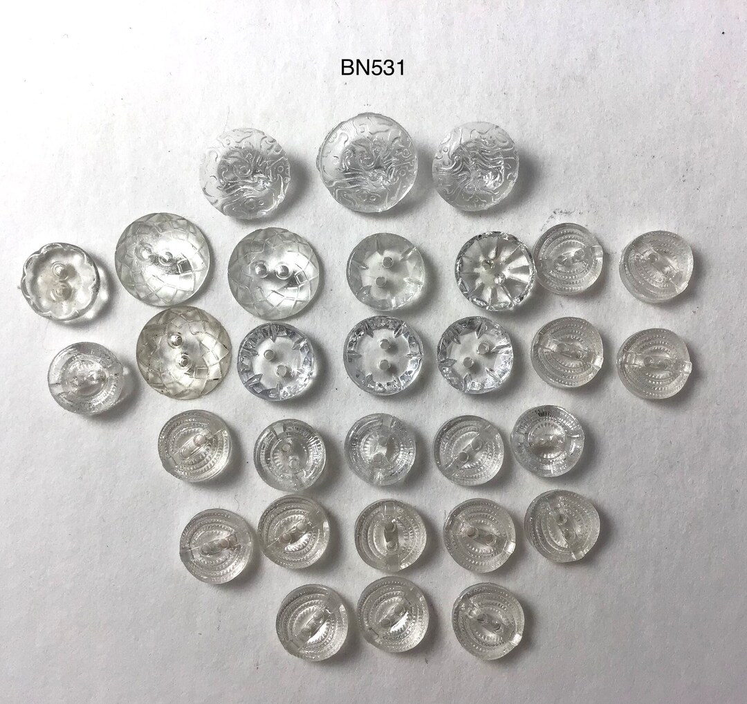 Vintage Glass Buttons Clear Assorted - Etsy
