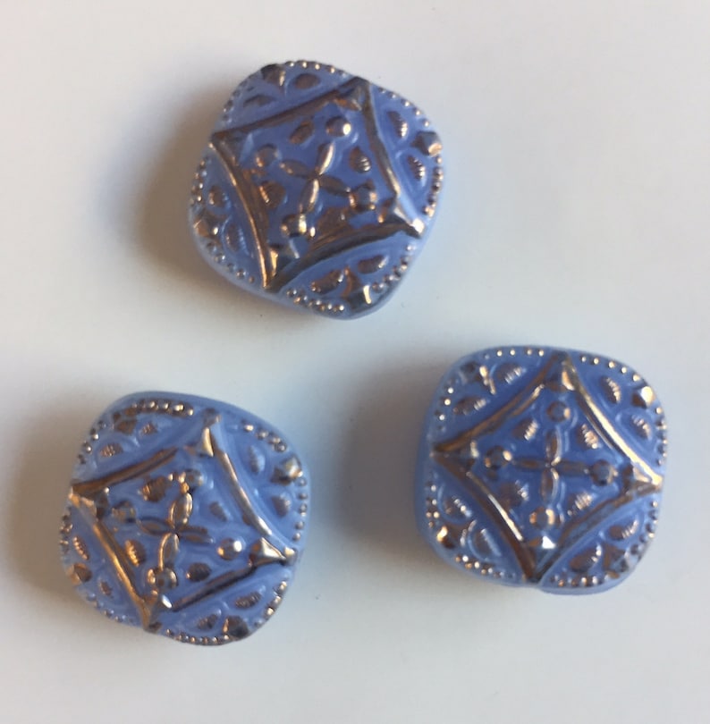 Botones de cristal Vintage azul con oro metálico 3 botones - Etsy España