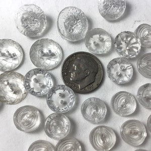 Vintage Glass Buttons Clear Assorted - Etsy