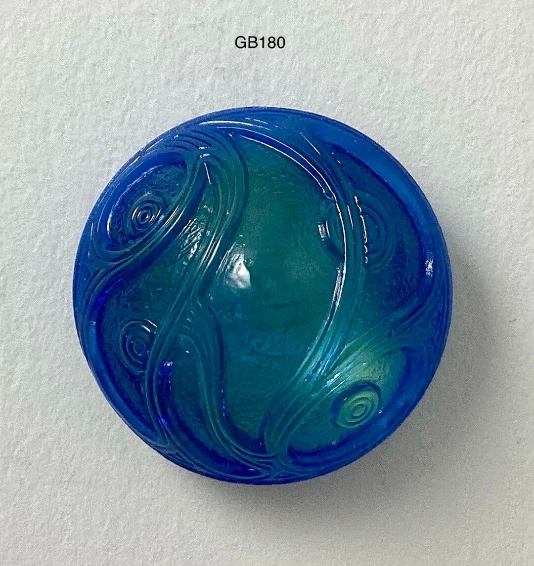 Art Nouveau Inspired Glass Cabochon With Rounded Back Pacific Blue Opal ...