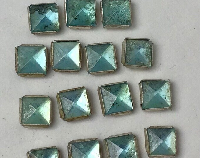 Rare-vintage Rose Montee 6mm Square Sew on Aqua/silver Setting - Etsy