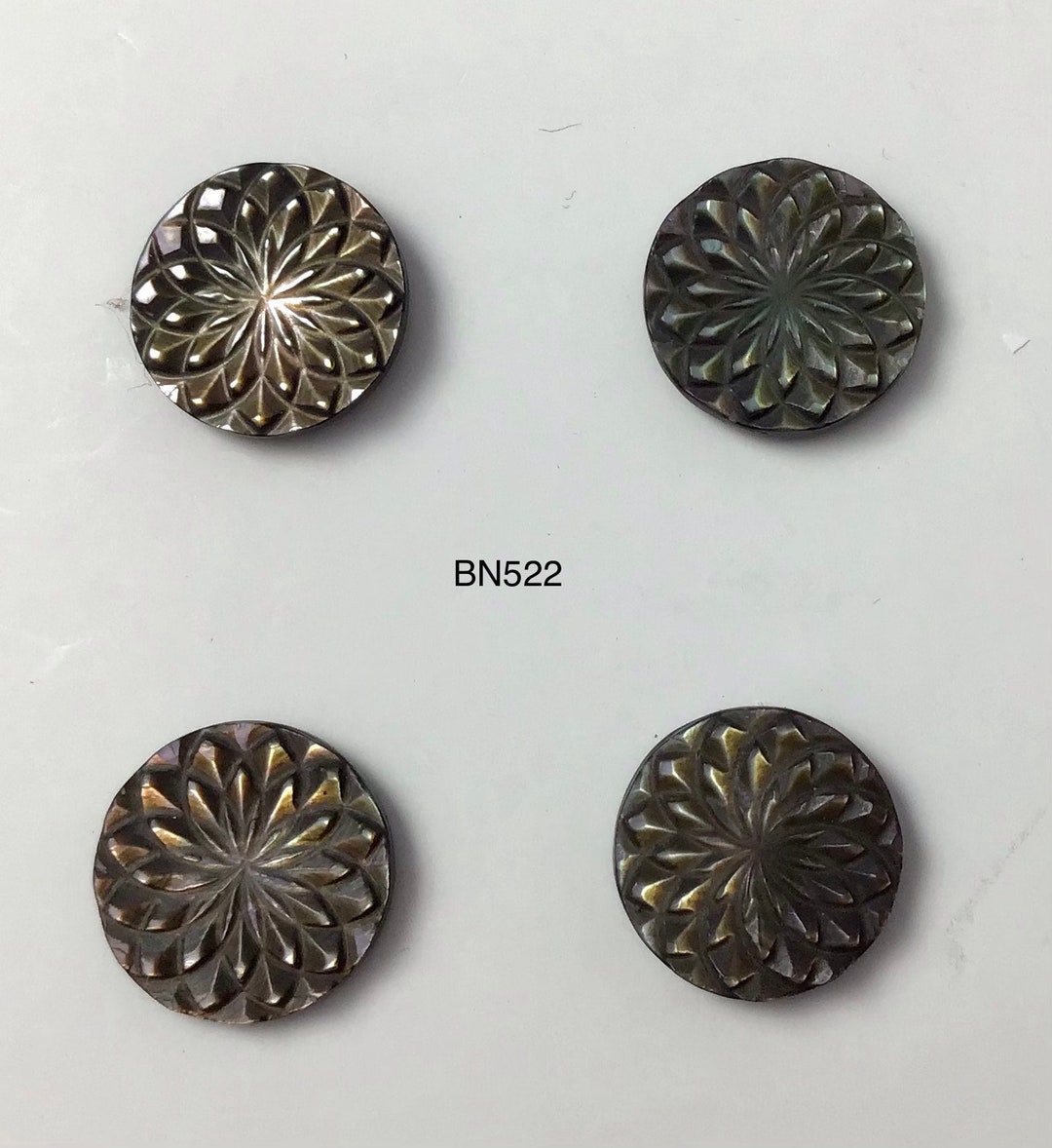 Vintage Carved Abalone Buttons Set of Four - Etsy