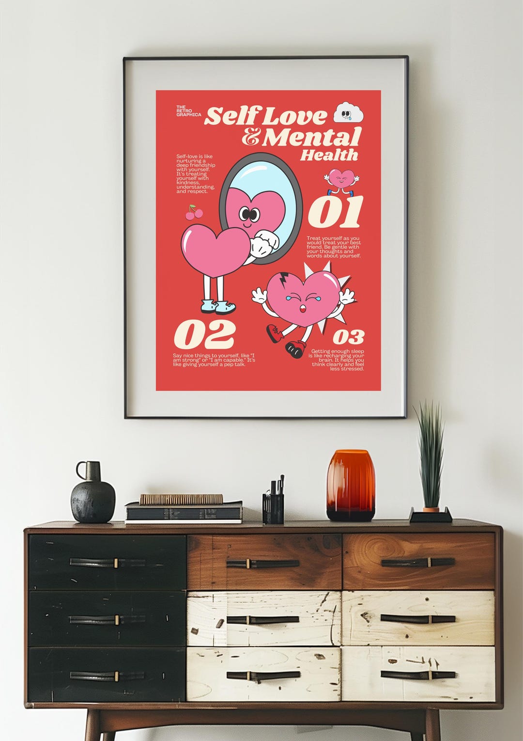 Red Self Love and Mental Health Matte Vertical Poster, Inspirational ...