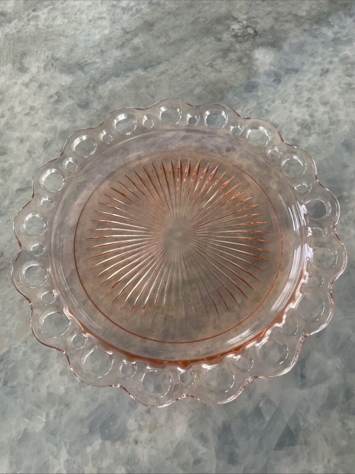 Anchor Hocking Old Colony Lace Edge Open Lace Pink 10 Inch Round Dinner ...