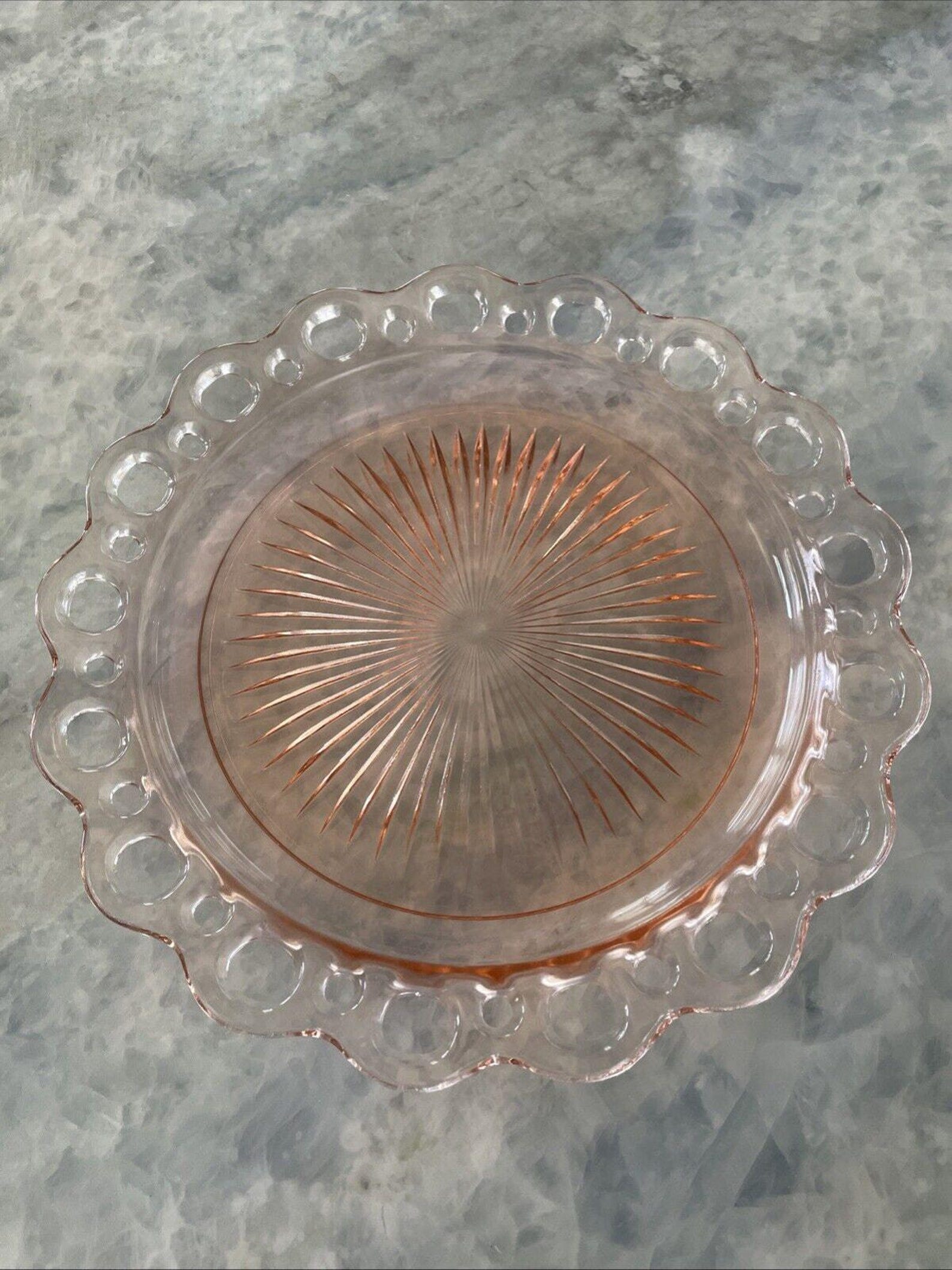 Anchor Hocking Old Colony Lace Edge Open Lace Pink 10 Inch Round Dinner ...