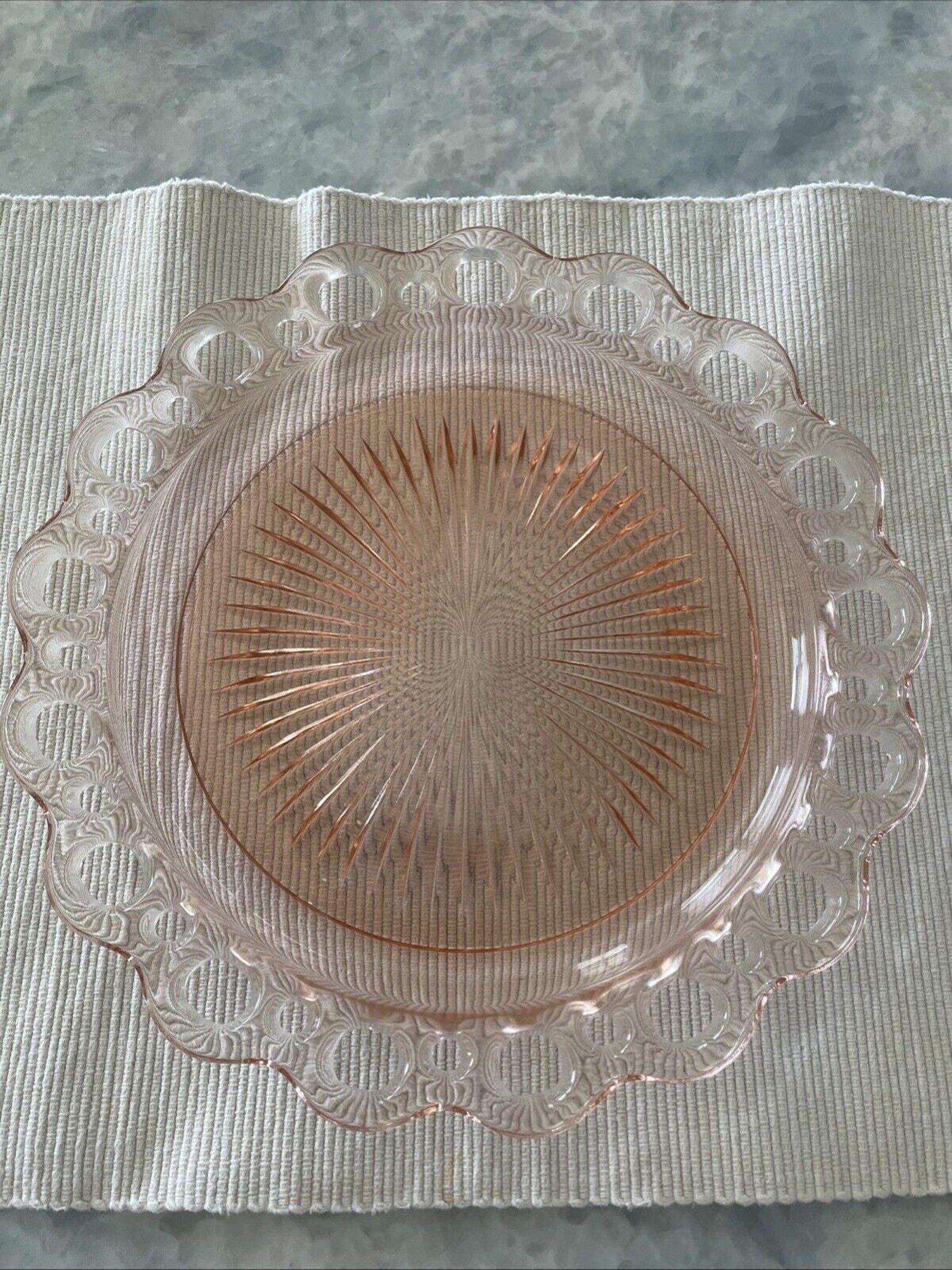 Anchor Hocking Old Colony Lace Edge Open Lace Pink 10 Inch Round Dinner ...
