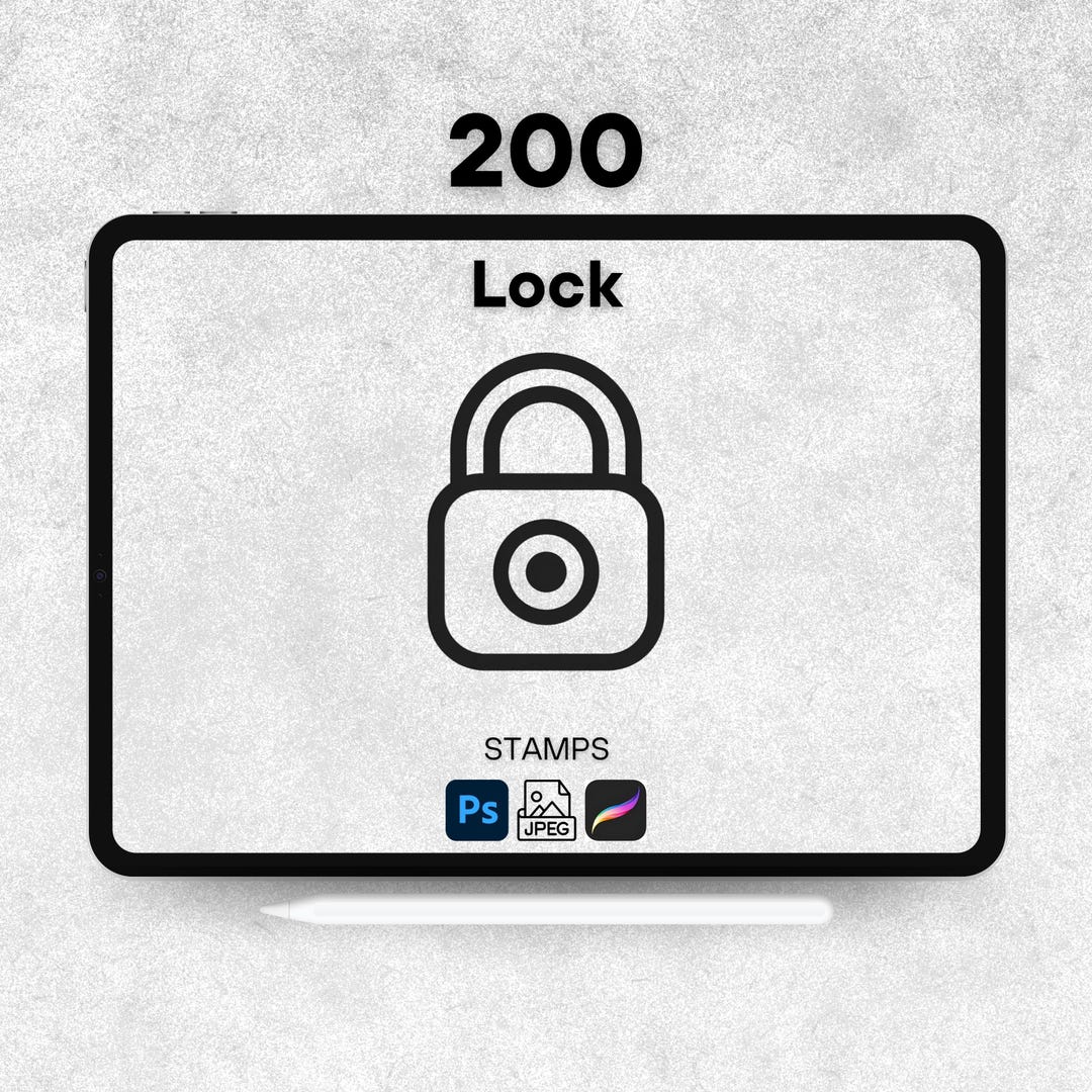 200 Lock Procreate Stamps, Procreate Symbol Brushes, Photoshop Lock ...