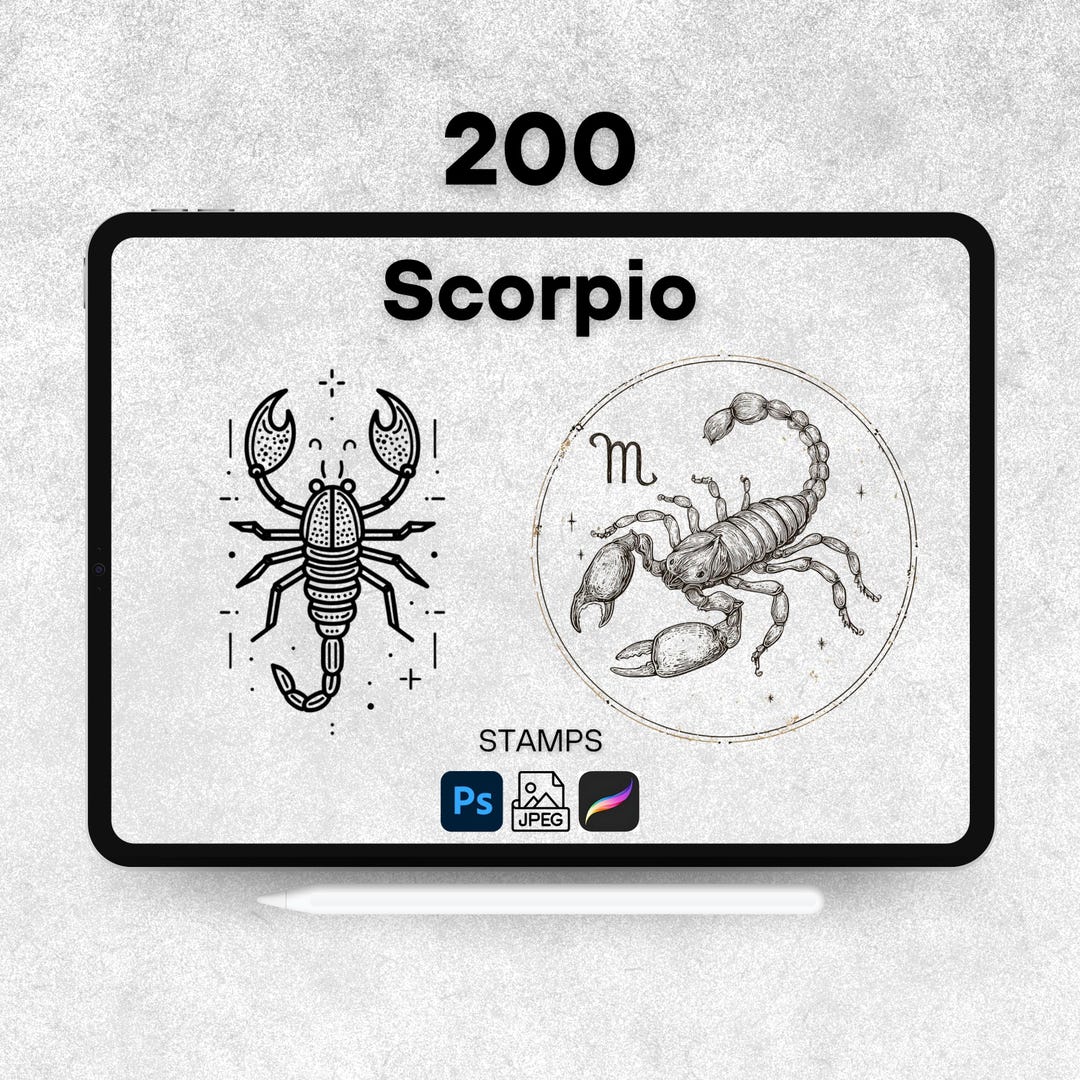 200 Scorpio Procreate Stamps, Procreate Zodiac Brushes, Photoshop ...