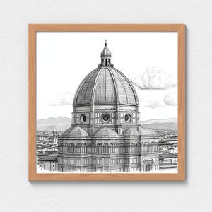 Square Italian Landmarks Sketch Art Set of 9, Black and White Printable ...