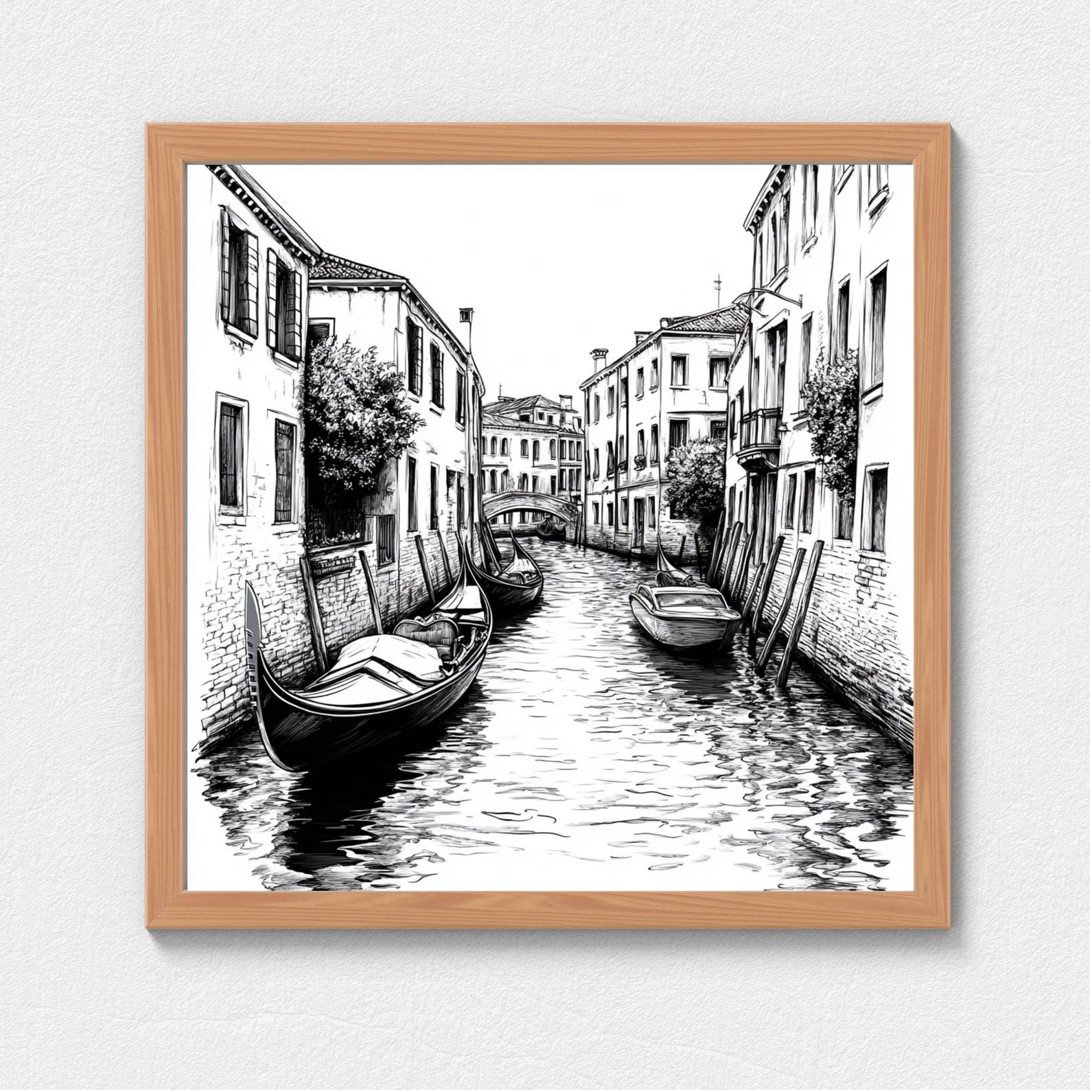 Square Italian Landmarks Sketch Art Set of 9, Black and White Printable ...