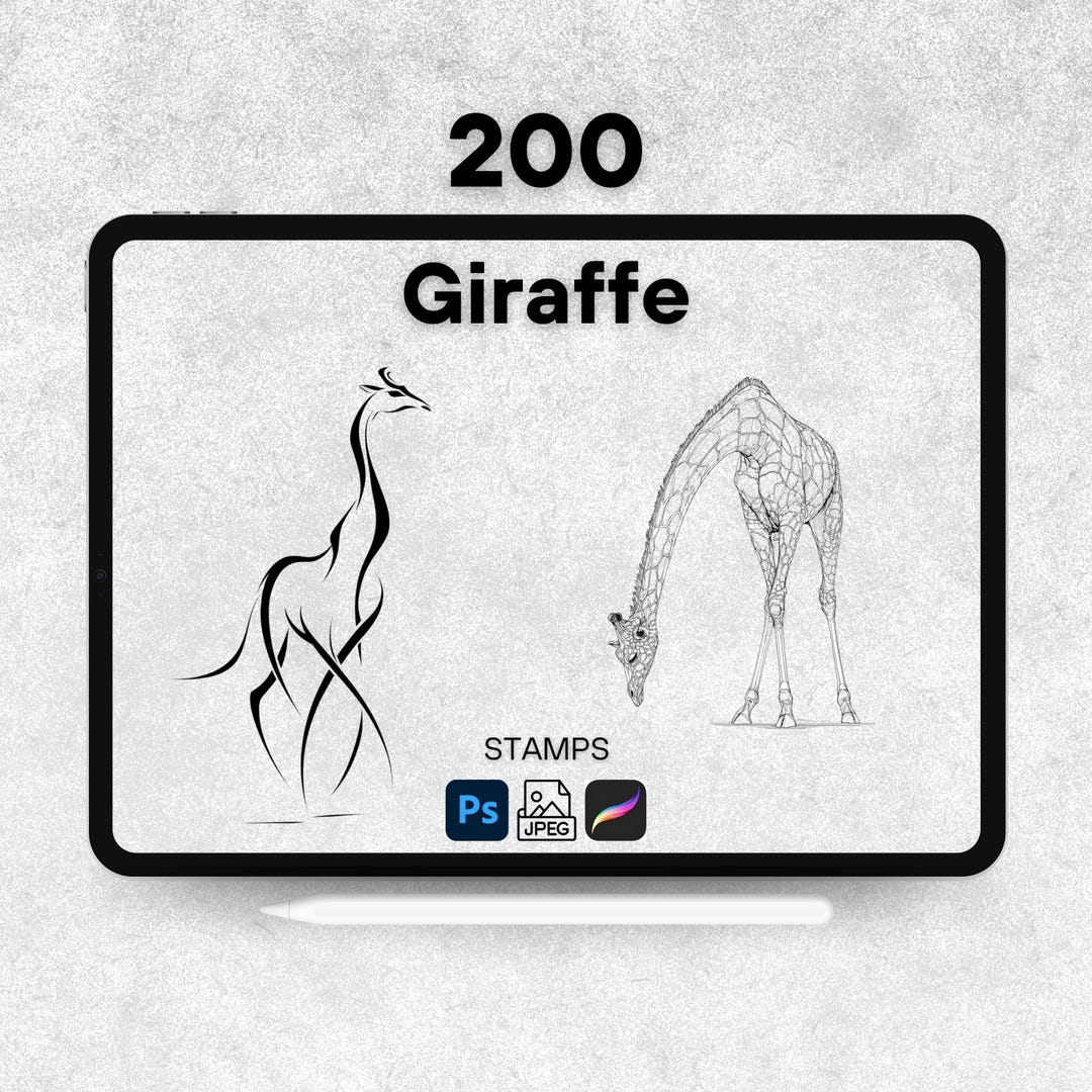 200 Giraffe Procreate Stamps, Procreate Animal Brushes, Photoshop ...