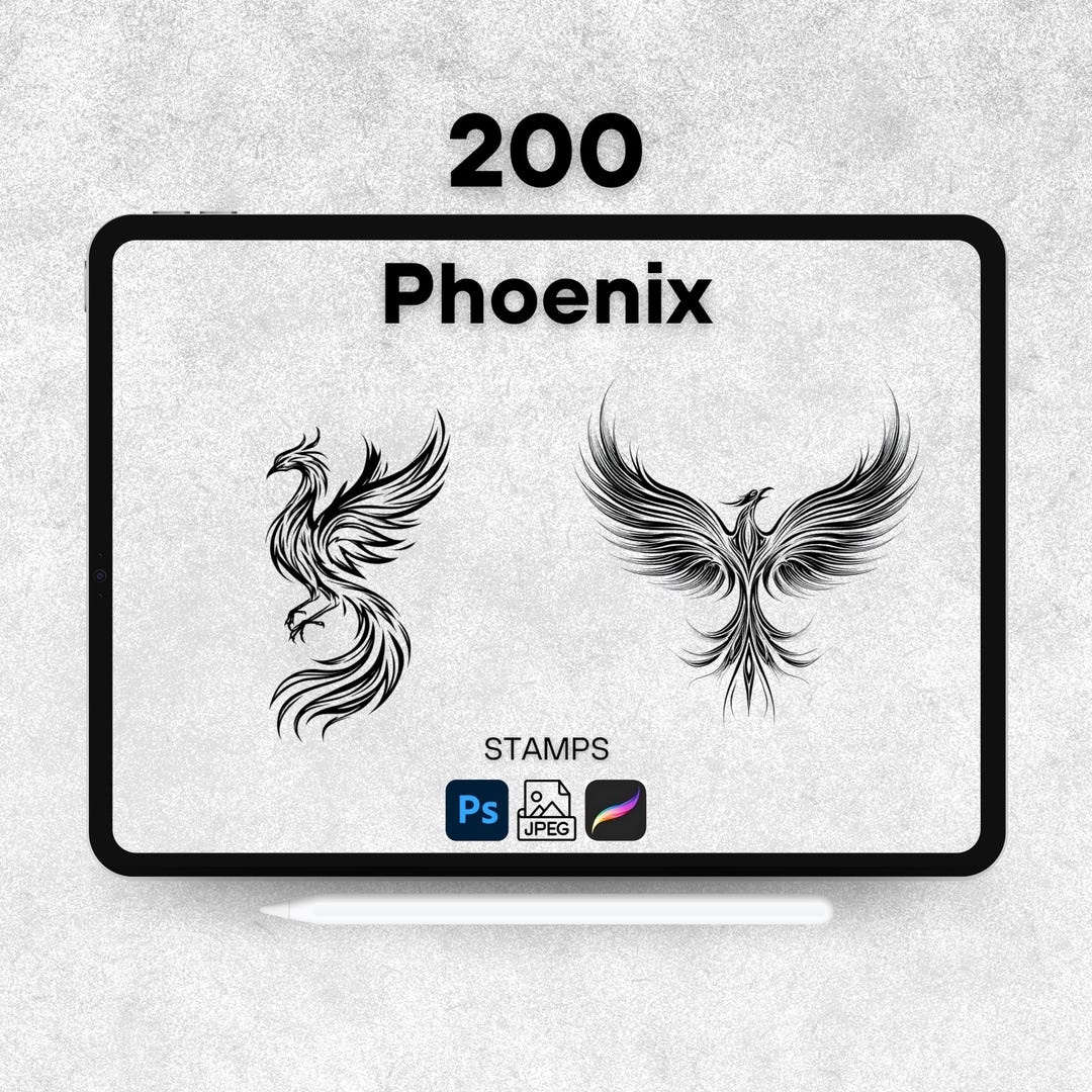 200 Phoenix Procreate Stamps, Procreate Mythical Brushes, Photoshop ...