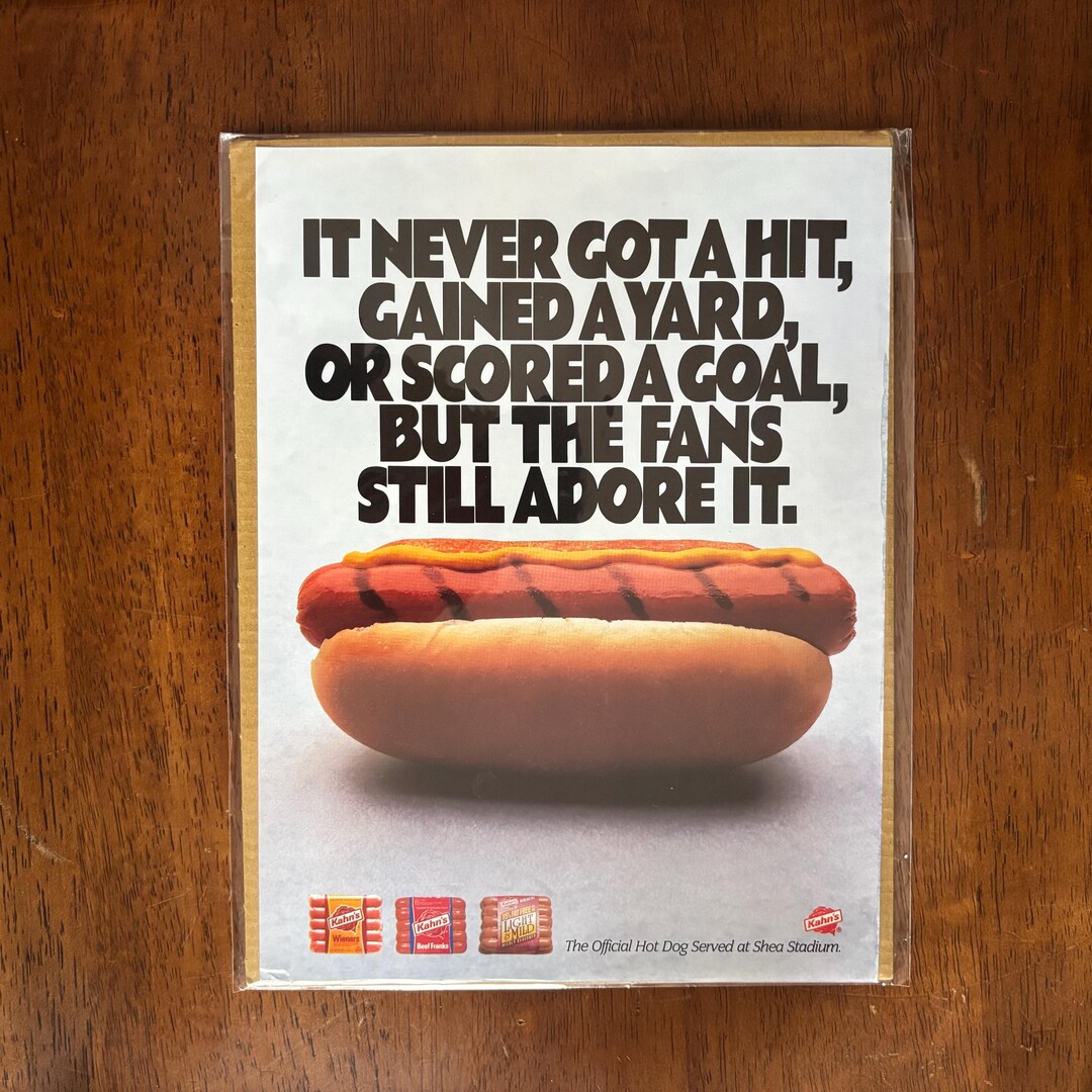1989 - Kahns Hot Dog Ad - NY Mets Shea Stadium - Original Vintage ...