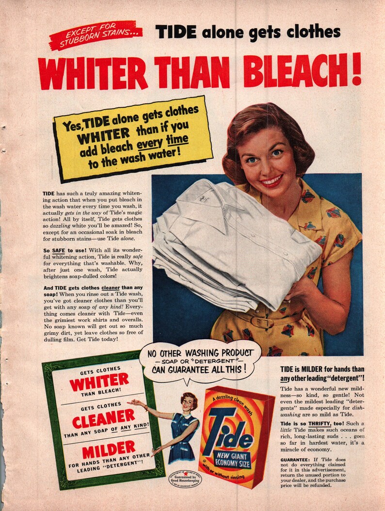 1953 - Tide Detergent Ad - Original Vintage Collectible - Etsy