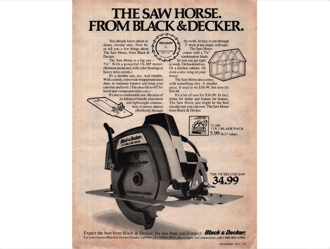 1973 - Black & Decker Ad - Saw Horse - Original Vintage Collectible - Etsy