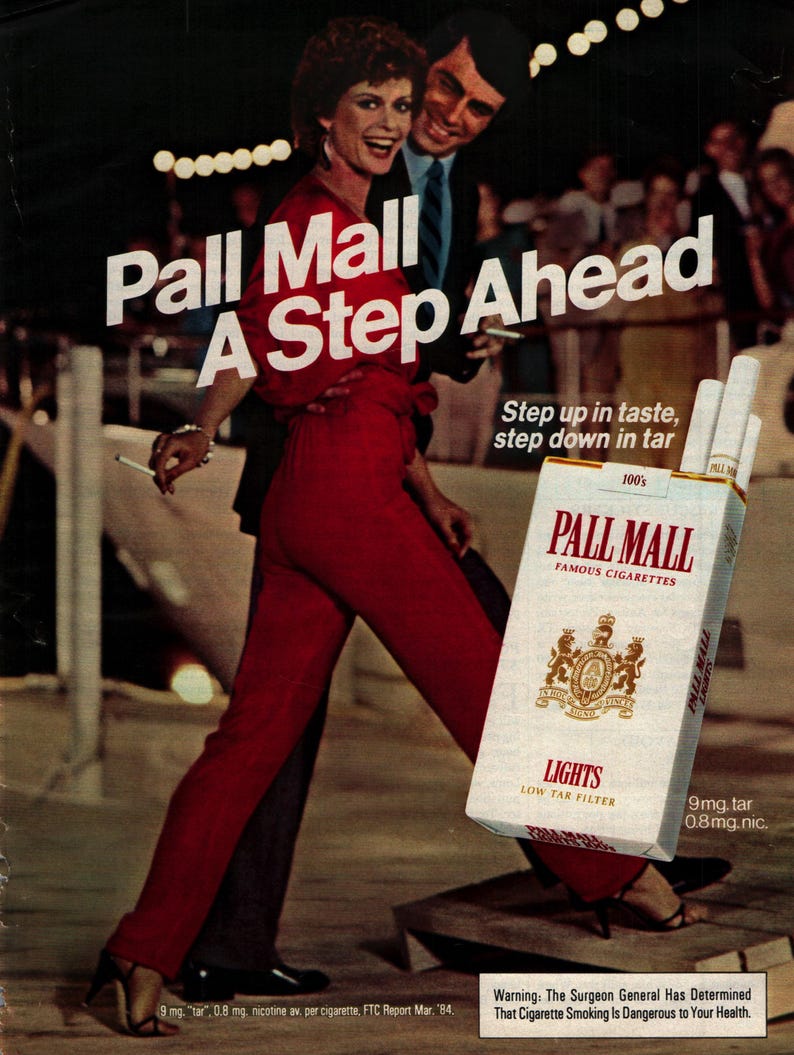 1984 - Pall Mall Cigarette Ad - Original Vintage Collectible - Etsy