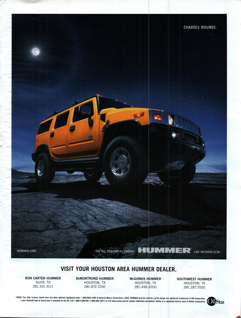 2004 - Hummer Ad - Houston - Original Y2k Collectible - Etsy