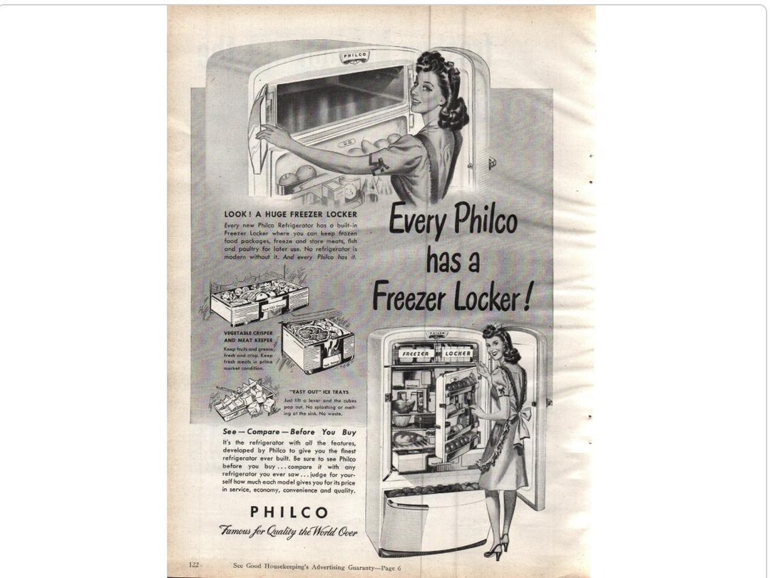 1946 - Philco Refrigerator / Freezer Ad - Original Vintage Collectible ...