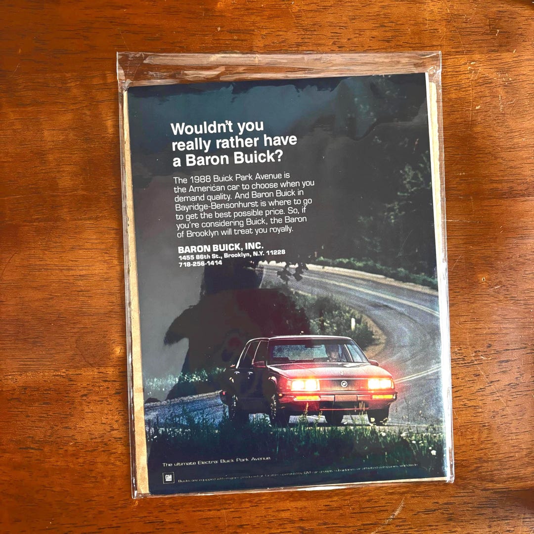 1987 - Baron Buick Car Ad - Original Vintage Collectible - Etsy