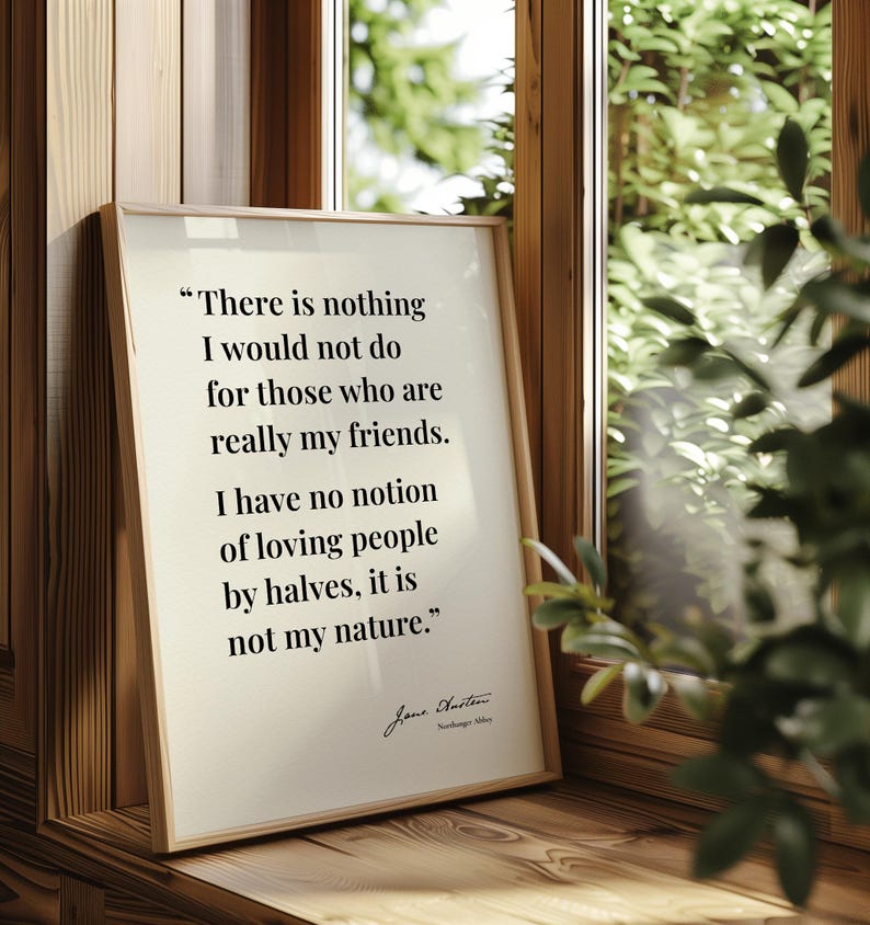 Jane Austen Quote Printable Poster Northanger Abbey Literature Reading ...