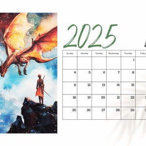 2025 Magic Watercolor Calendar Digital Download PNG & PDF, A2 Format - Etsy