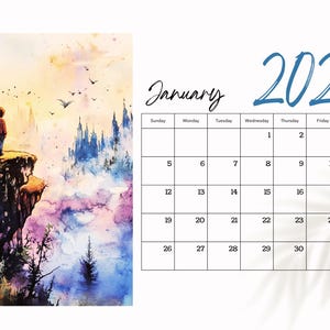 2025 Magic Watercolor Calendar Digital Download PNG & PDF, A2 Format - Etsy