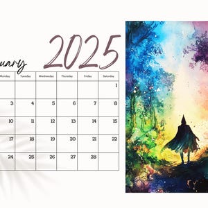 2025 Magic Watercolor Calendar Digital Download PNG & PDF, A2 Format - Etsy