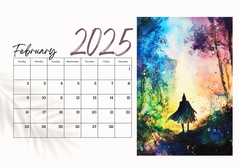 2025 Magic Watercolor Calendar Digital Download PNG & PDF, A2 Format - Etsy