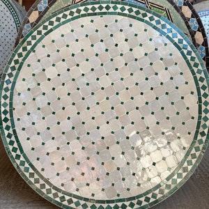 Round Dining Table, Handmade Zellige Tile Table, Round Mosaic Dining ...