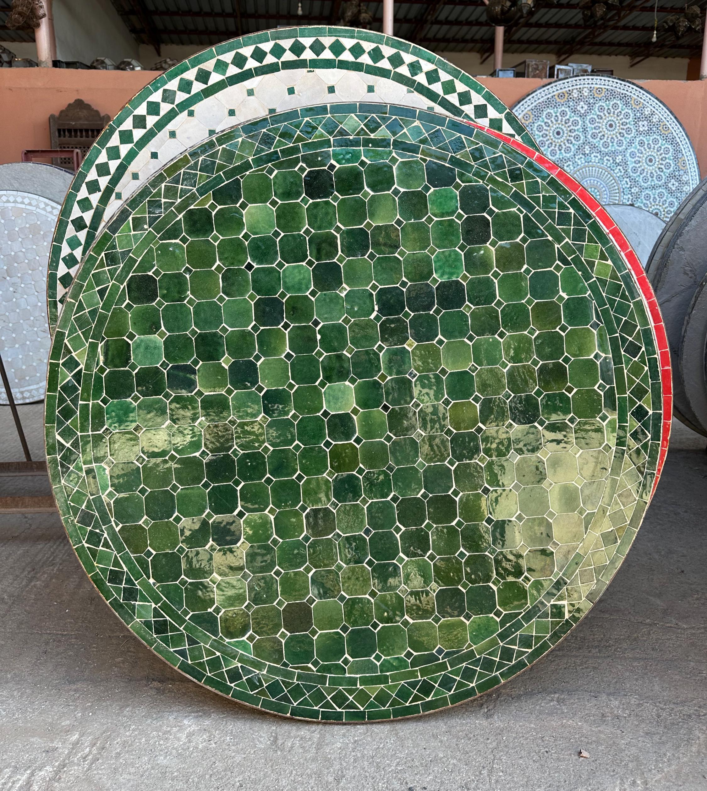 Round Mosaic Table, Round Dining Table, Handmade Zellige Tile Table, - Etsy