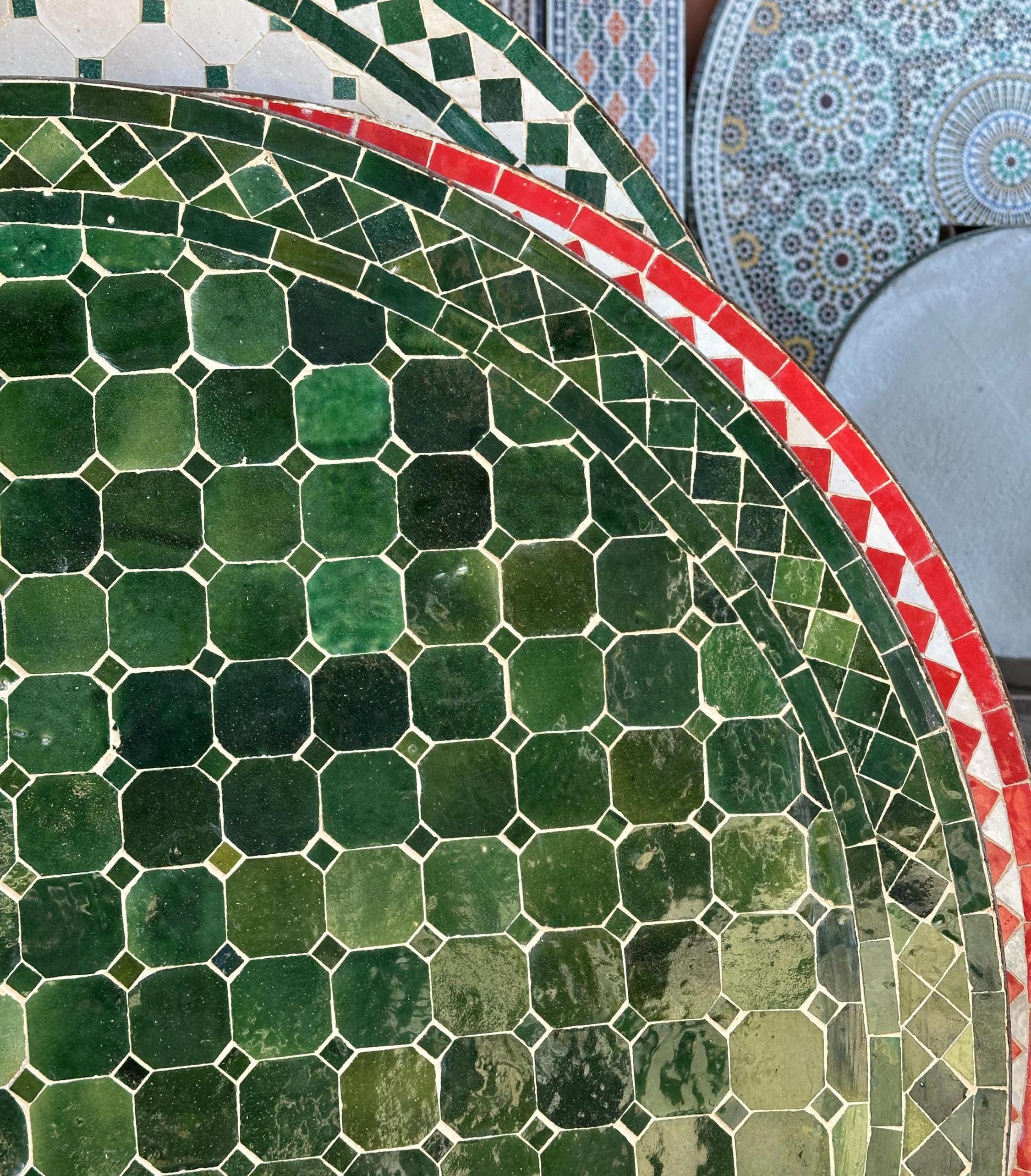 Round Mosaic Table, Round Dining Table, Handmade Zellige Tile Table, - Etsy