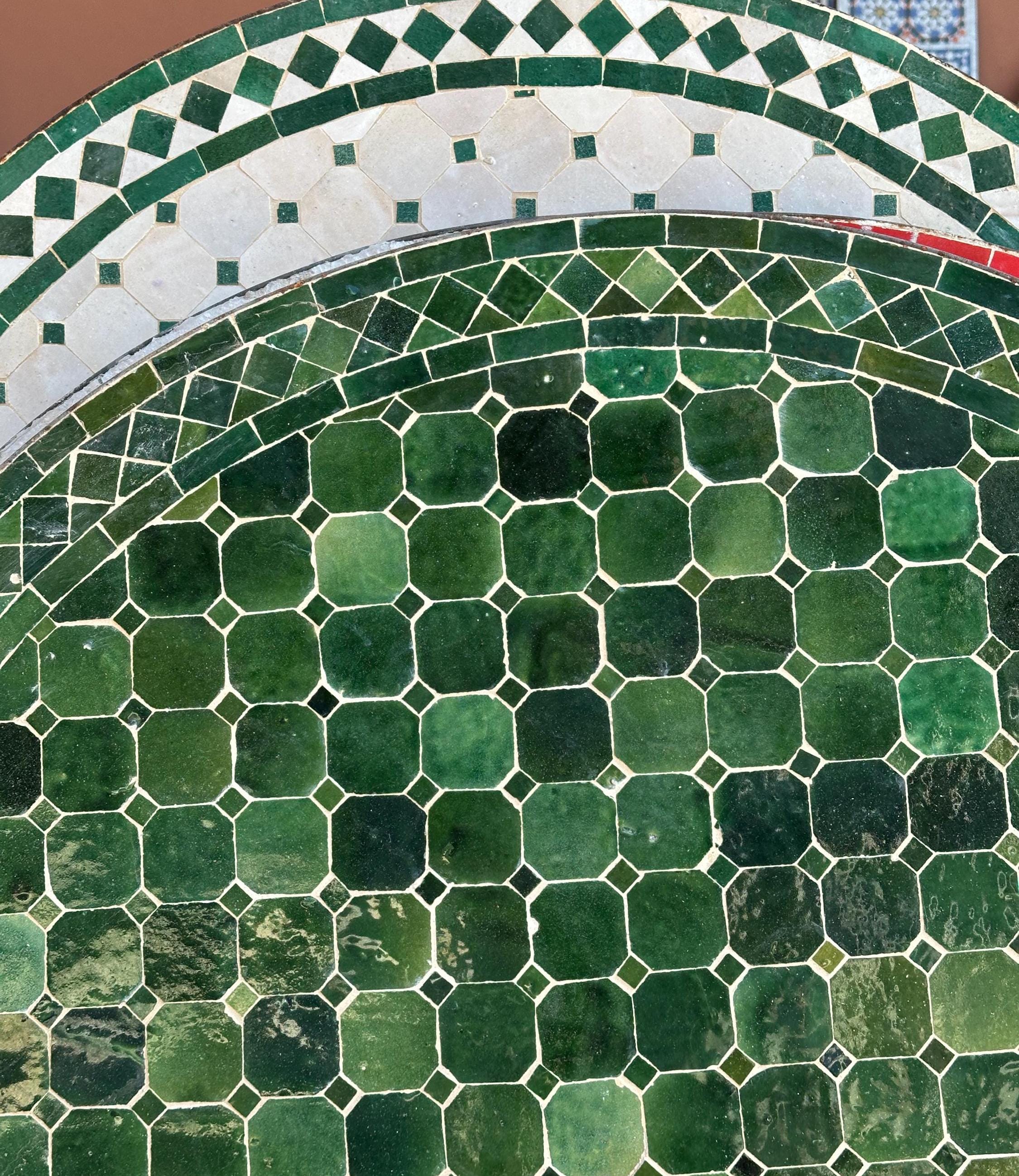 Round Mosaic Table, Round Dining Table, Handmade Zellige Tile Table, - Etsy