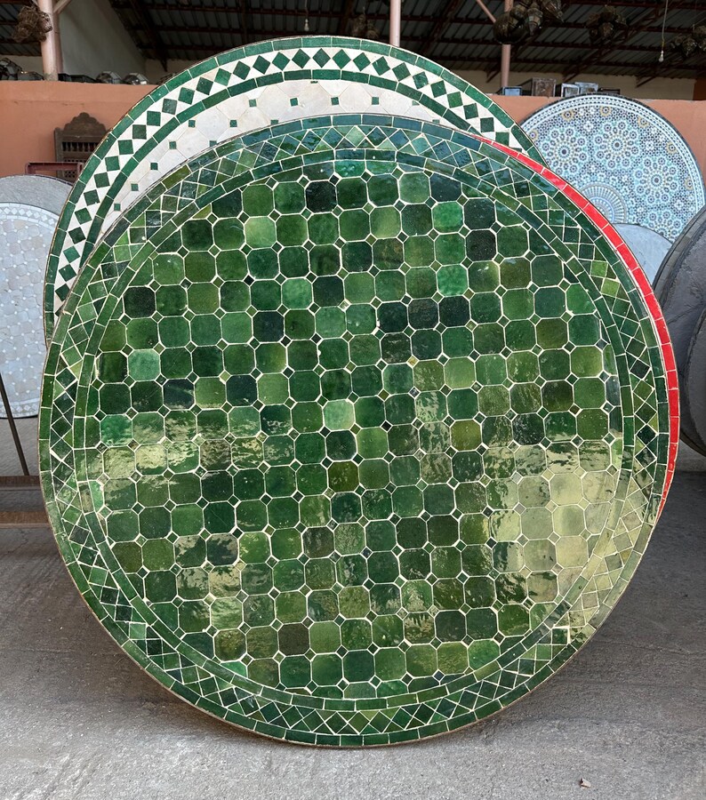 Round Mosaic Table, Round Dining Table, Handmade Zellige Tile Table, - Etsy