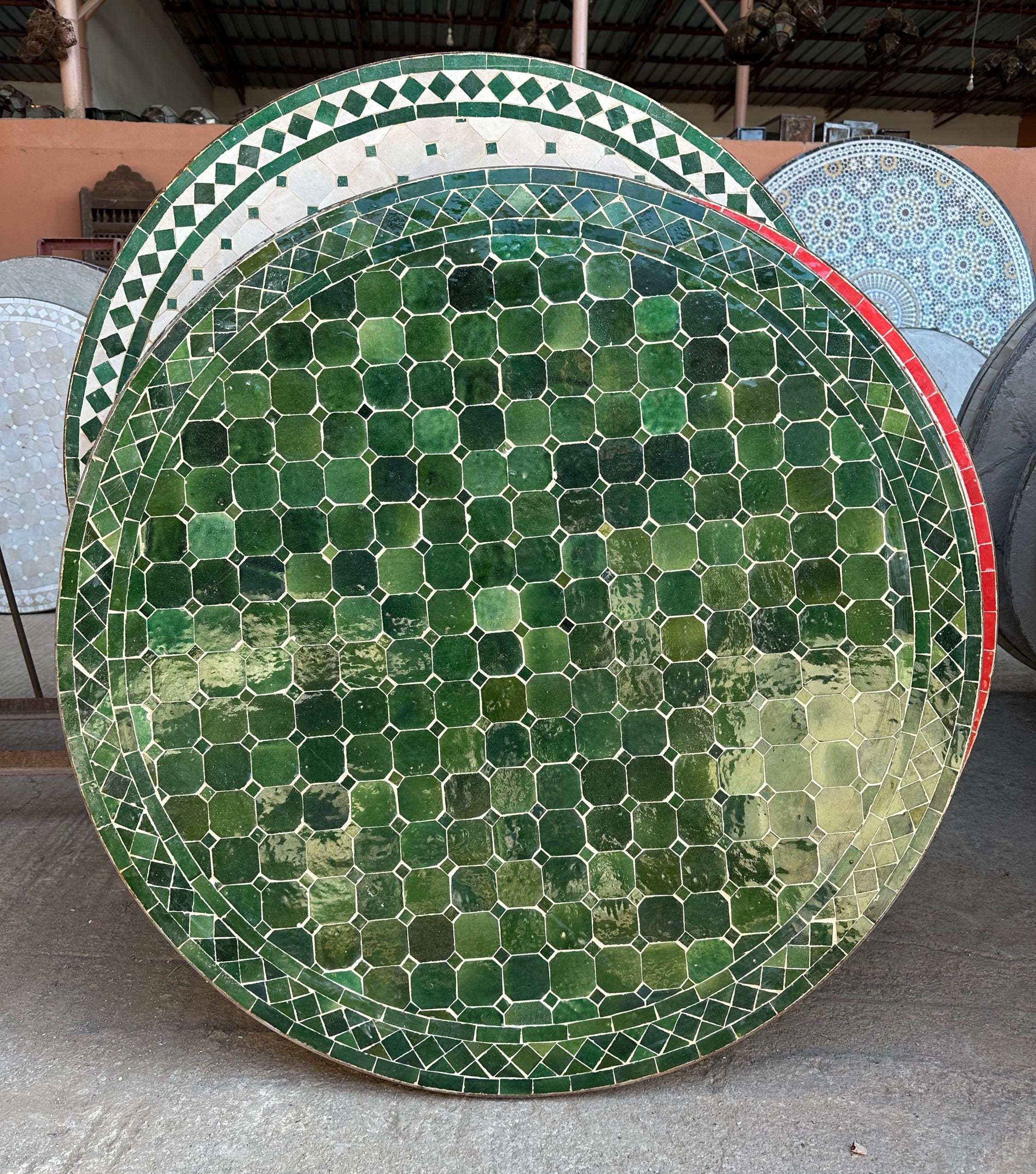 Round Mosaic Table, Round Dining Table, Handmade Zellige Tile Table, - Etsy