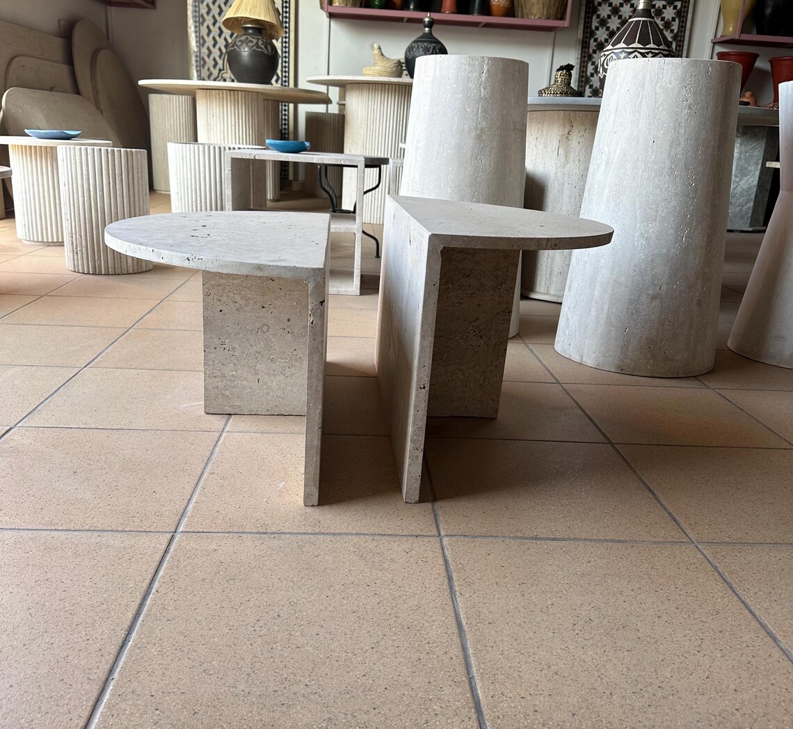 Travertine Coffee Table, Round Travertine Table, Travertine Side Table ...