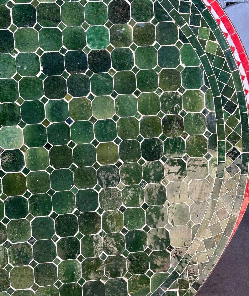 Round Mosaic Table, Round Dining Table, Handmade Zellige Tile Table, - Etsy
