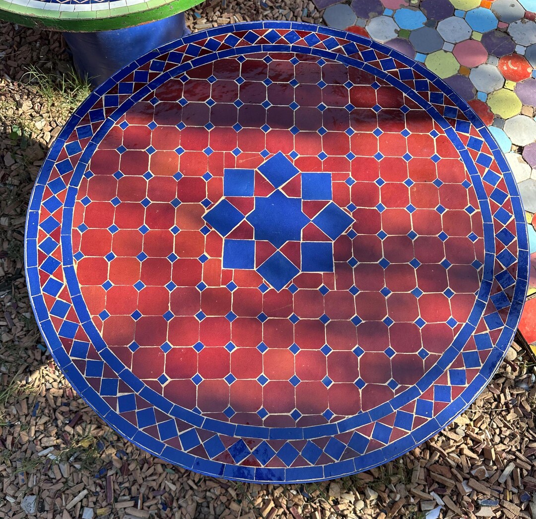 Round Mosaic Table, Round Dining Table, Handmade Round Dining Table ...