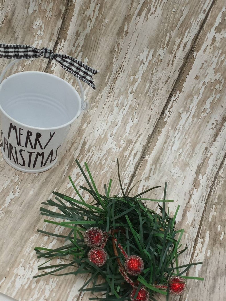 Merry Christmas Tin Enamel Pail Bucket Mini Farmhouse Decor - Etsy