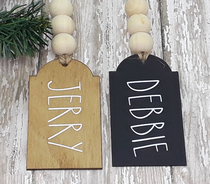 Wood Stocking Name Tag Vinyl Decal Farmhouse Personalized ~ Rae Dunn ...