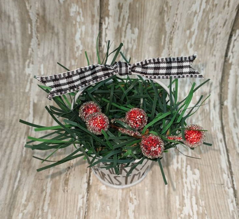 Merry Christmas Tin Enamel Pail Bucket Mini Farmhouse Decor - Etsy