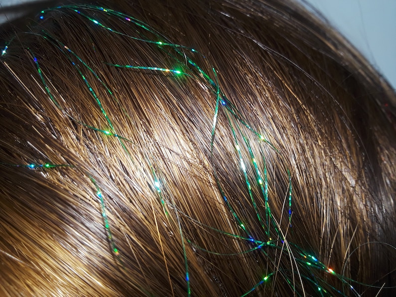 Green Hair Tinsel String ~ 10 Yd Length Extension Festival Strand ...