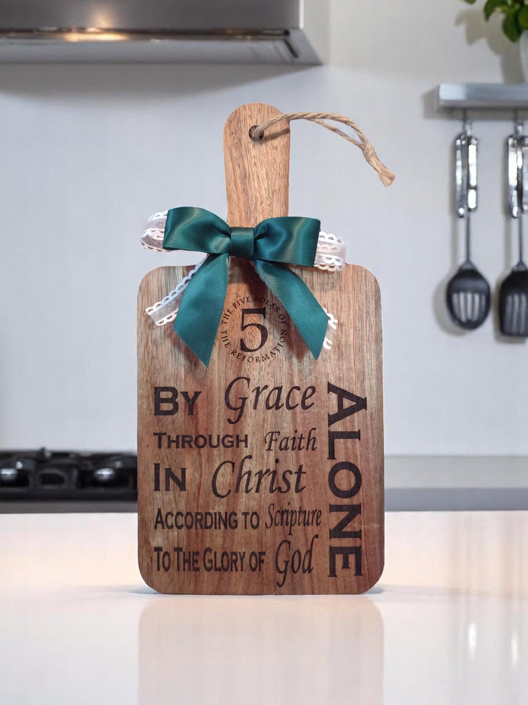 The Five Solas of the Reformation. Acacia Wood Cutting Board and Knife ...