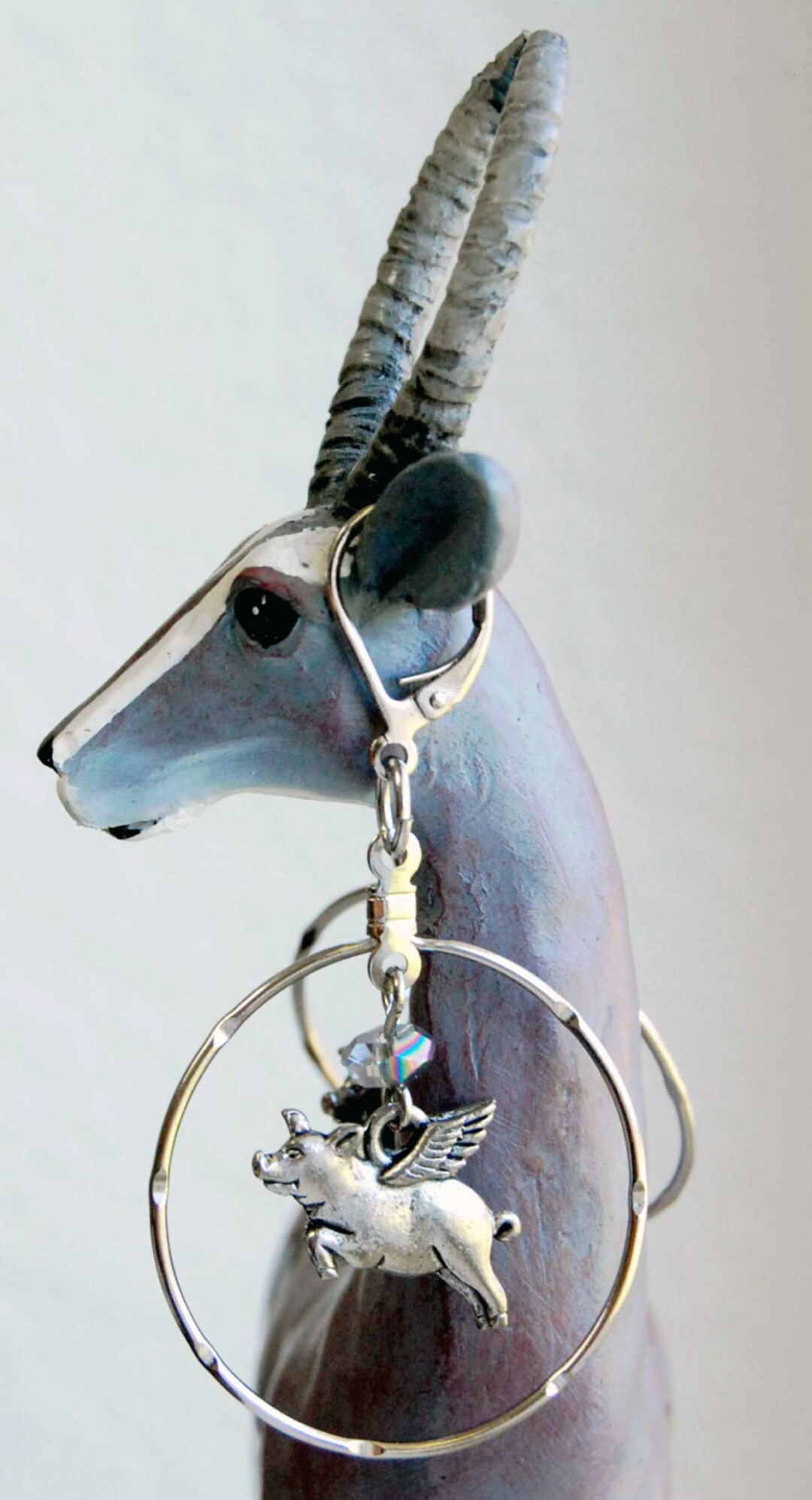 Pigs Flying Through Hoops Earrings With Bead Color Choice, Flying Pig ...